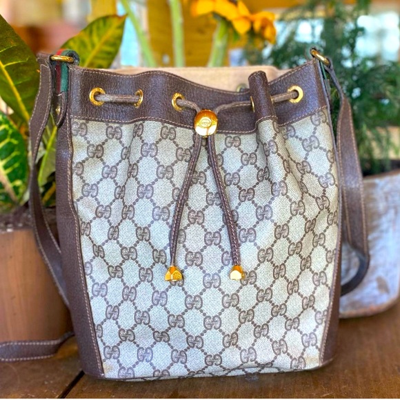 Gucci | Bags | Authentic Vintage Gg Bucket Bag 2 Ways Shoulder And ...